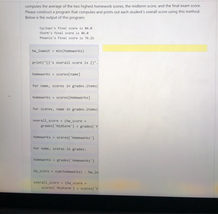 Solved Question 13: Parson's Problem: Compute Grades | Chegg.com