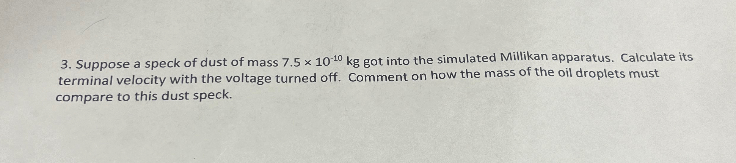 Solved Suppose a speck of dust of mass 7.5Suppose a speck of | Chegg.com
