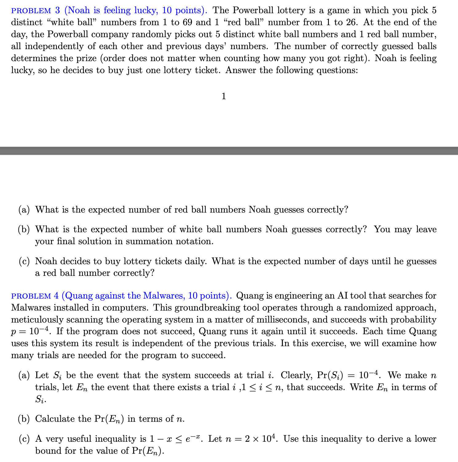 Solved problem 3 ﻿: The Powerball lottery is a game in which | Chegg.com