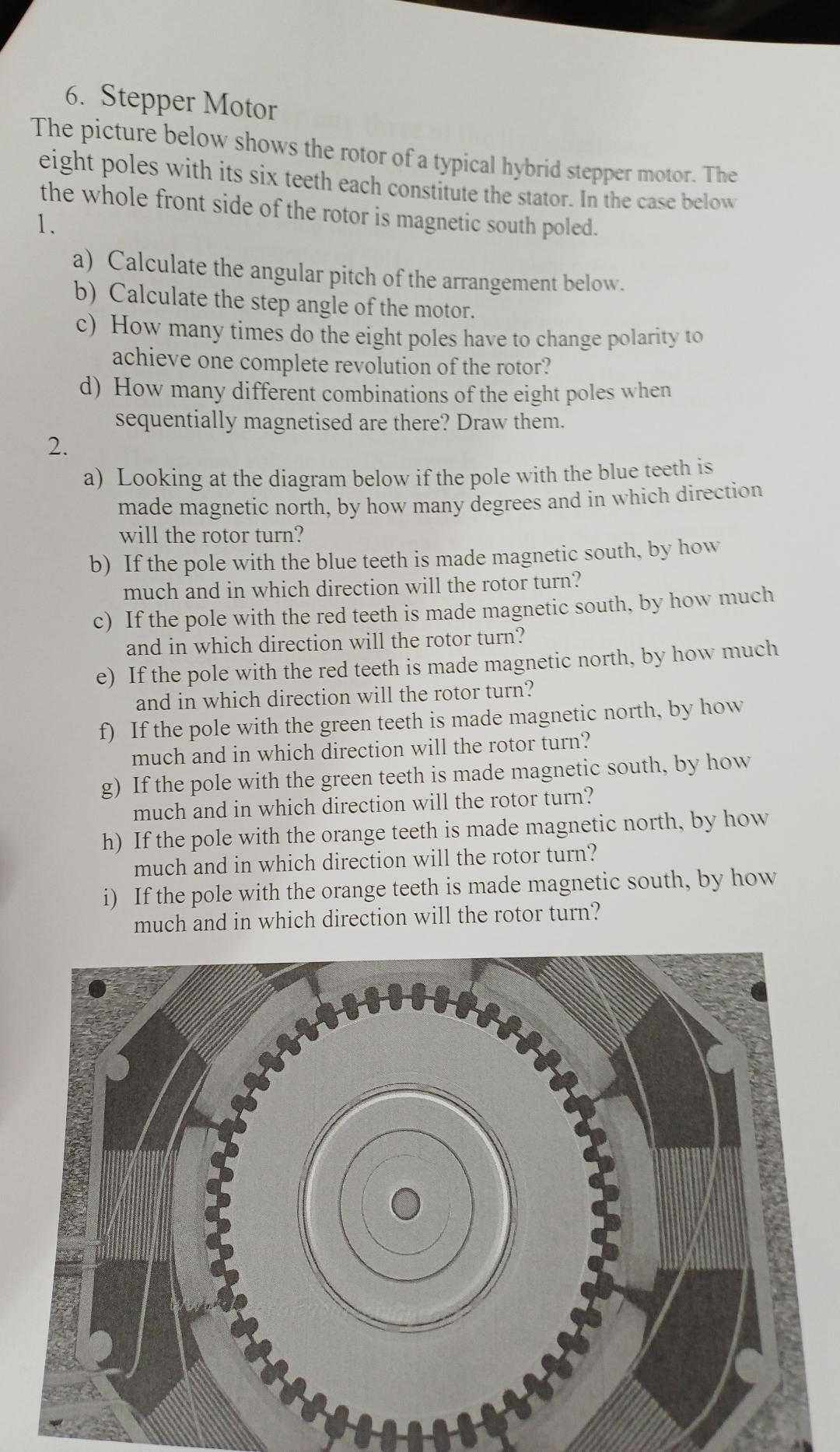 Solved Stepper MotorThe picture below shows the rotor of a | Chegg.com