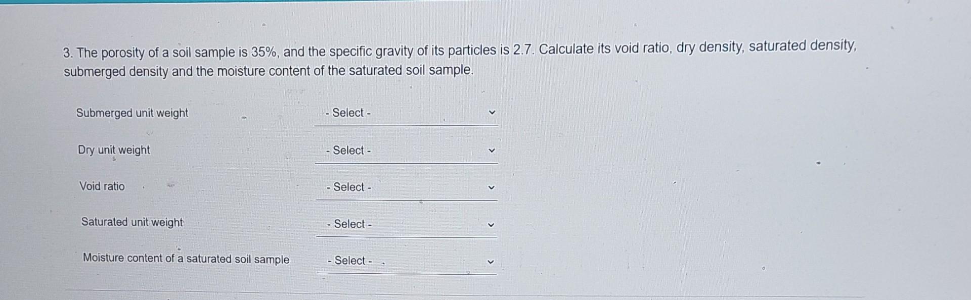Solved 3. The porosity of a soil sample is \35, and the | Chegg.com