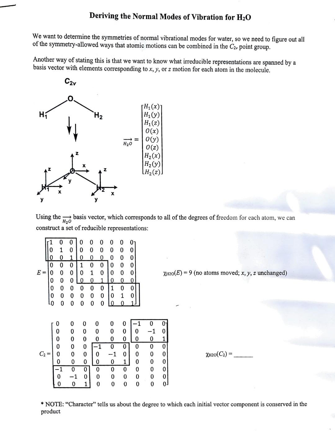 Solved Deriving the Normal Modes of Vibration for H2O We | Chegg.com