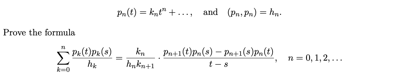 Solved Let {pn(t)} ﻿be a sequence of orthogonal polynomials | Chegg.com