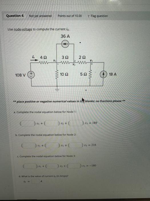 Solved Given Rx=2Ω, use node-voltage analysis to compute the | Chegg.com