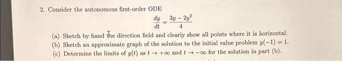 Solved 2. Consider the autonomous first-order ODE | Chegg.com