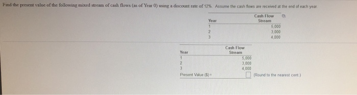 Solved Find the present value of the following mixed stream | Chegg.com