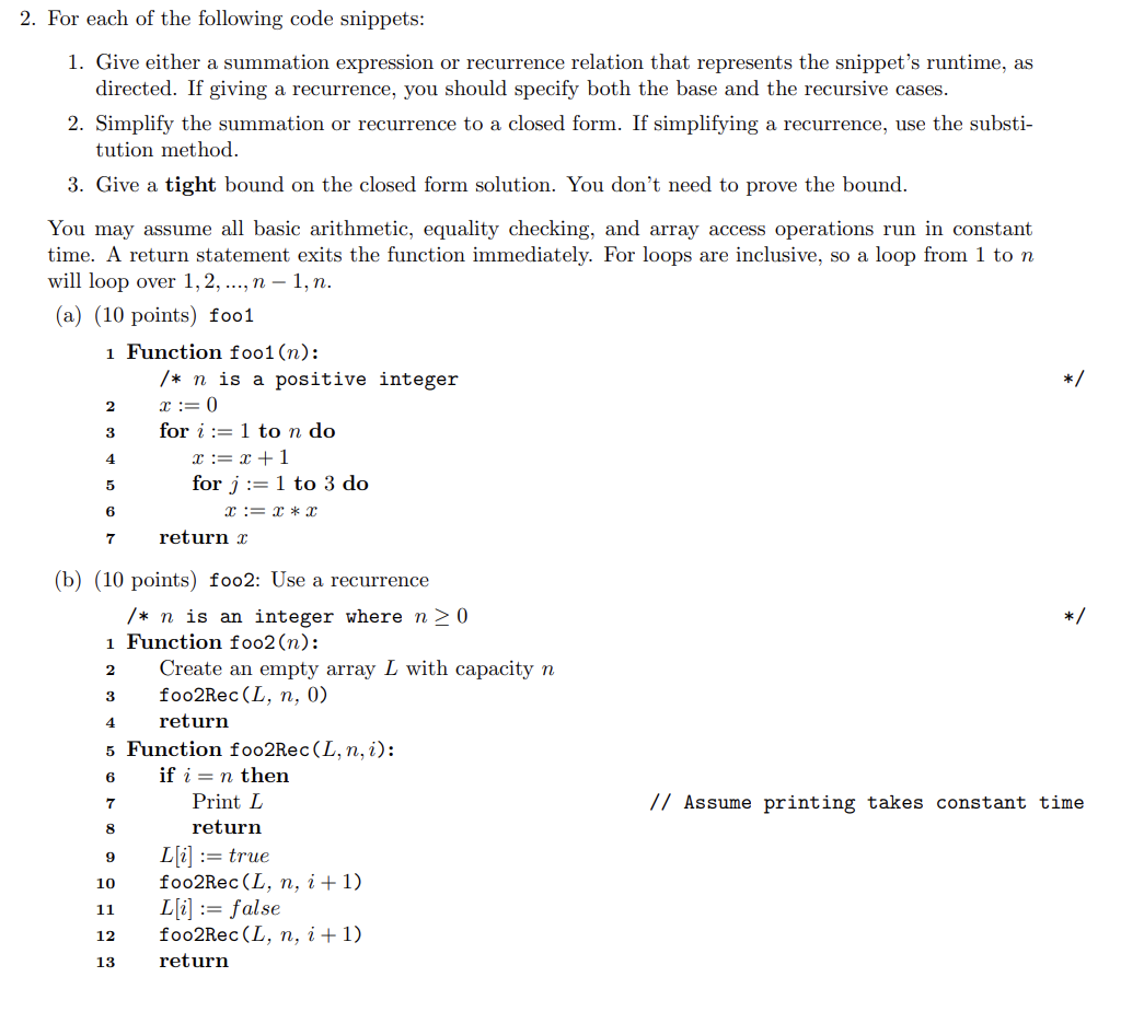 Solved 2. ﻿For each of the following code snippets:1. ﻿Give | Chegg.com