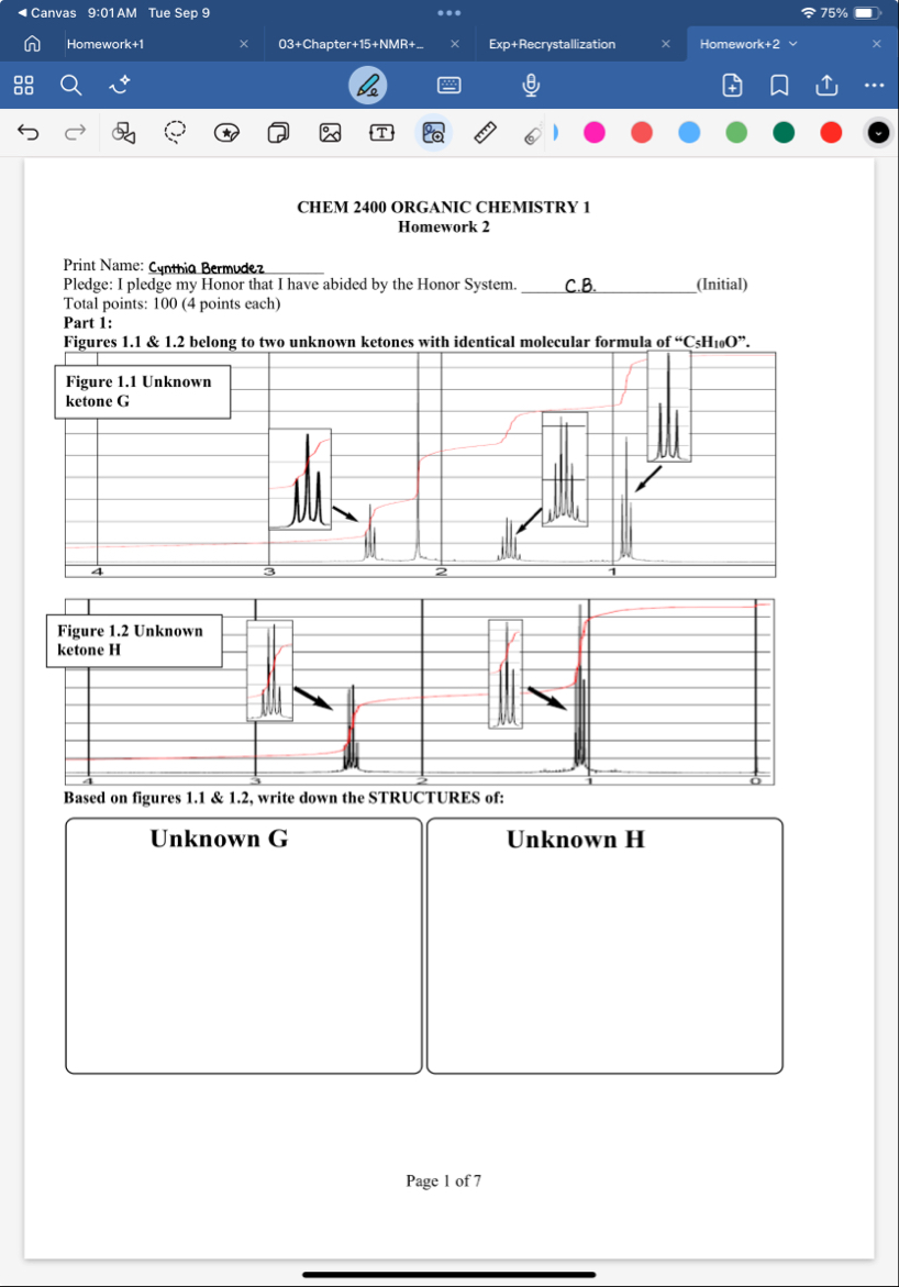 CHEM 2400 ﻿ORGANIC CHEMISTRY 1Homework 2Print Name: | Chegg.com