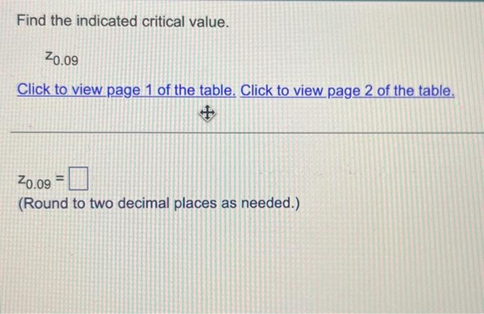 Solved NEGATIVE z ScoresFind the indicated critical value. | Chegg.com