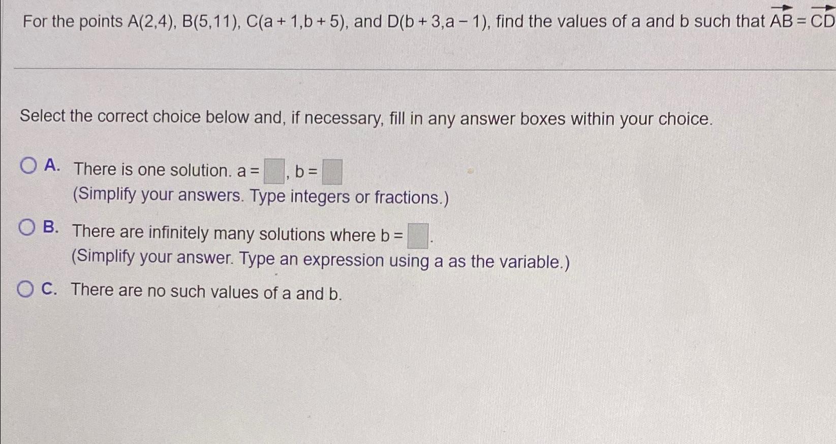 Solved For The Points A 2 4 B 5 11 C A 1 B 5 ï And Chegg