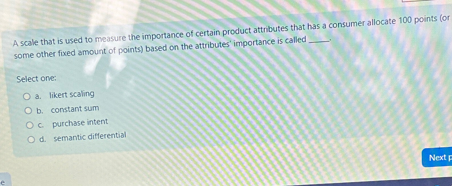 Solved A scale that is used to measure the importance of | Chegg.com