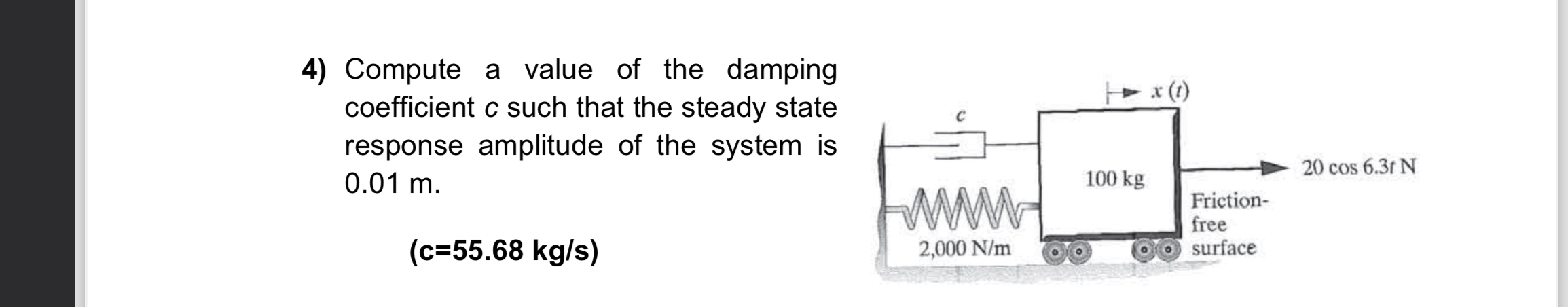 Solved Compute a value of the damping coefficient c ﻿such | Chegg.com