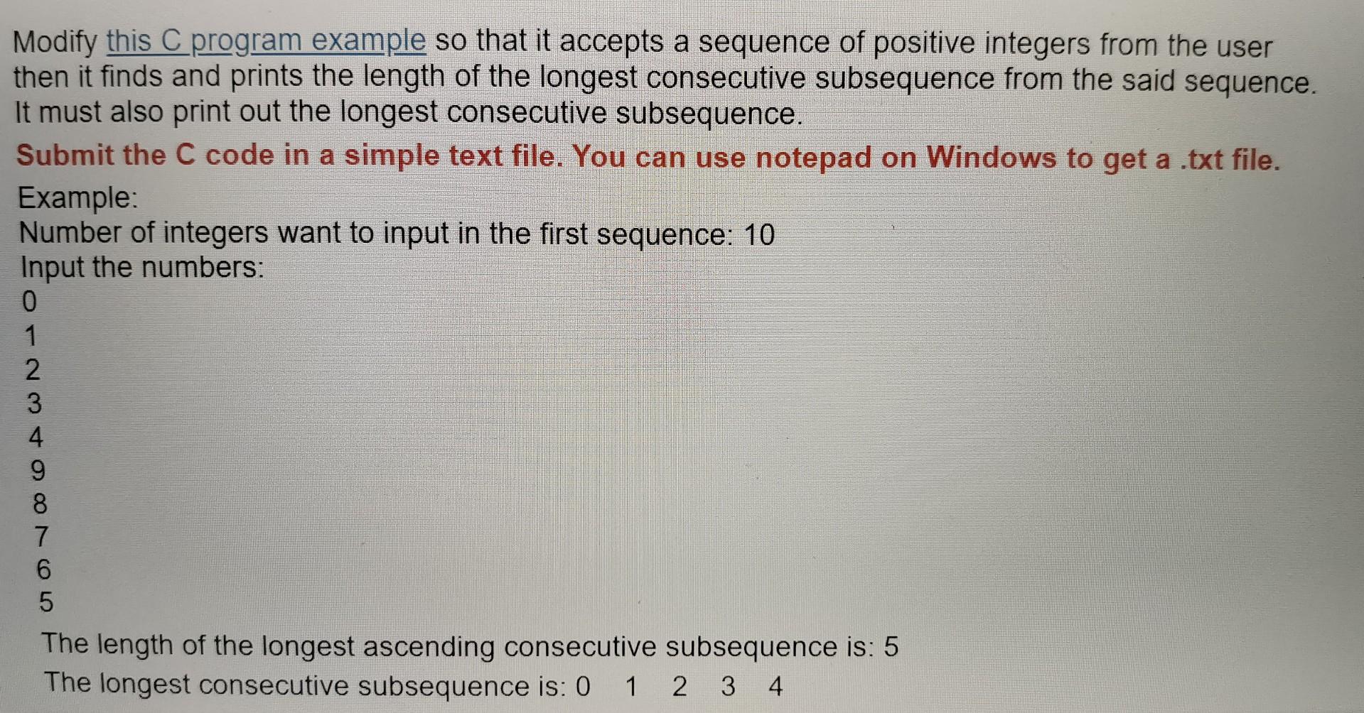 Solved Modify this C program example so that it accepts a | Chegg.com
