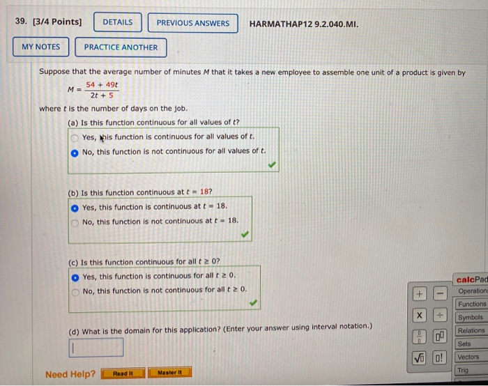 Solved 39. [3/4 Points) DETAILS PREVIOUS ANSWERS HARMATHAP12 | Chegg.com