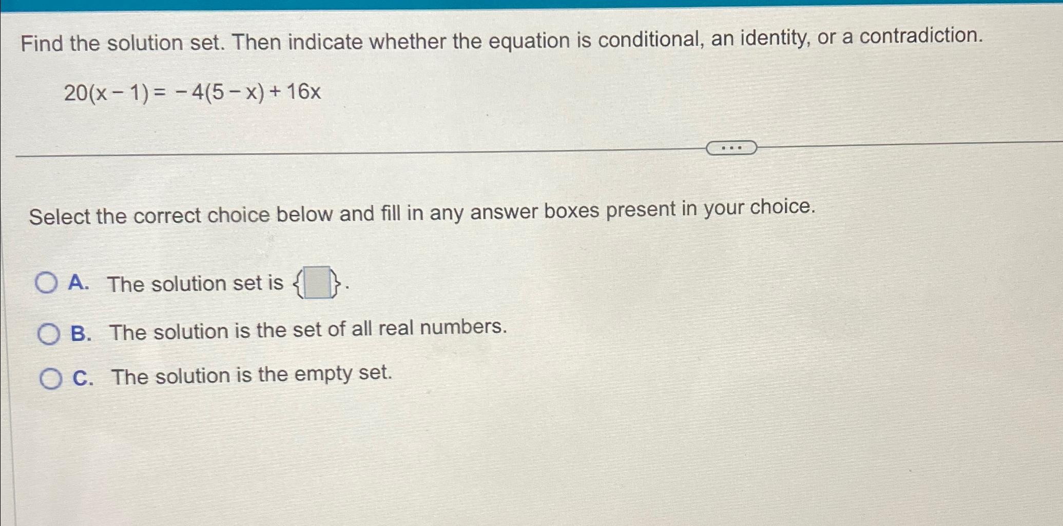 Solved Find the solution set. Then indicate whether the | Chegg.com