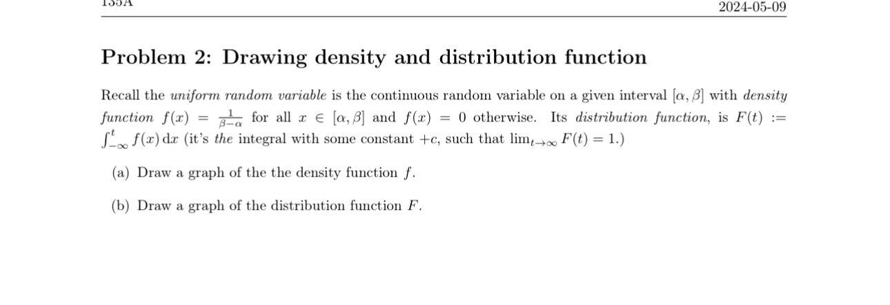Solved 2024-05-09Problem 2: Drawing density and distribution | Chegg.com