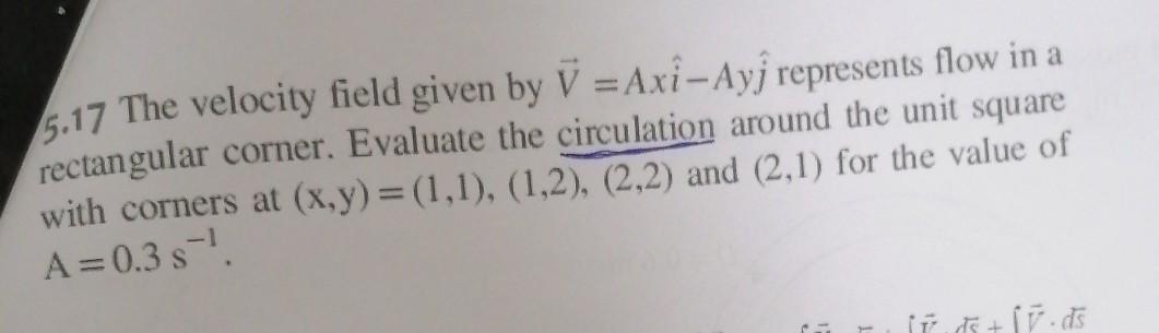 Solved 5.17 The velocity field given by V =Axi - Ayj | Chegg.com