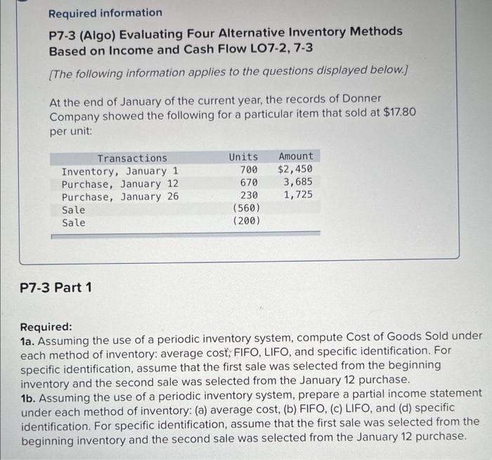 Solved Required information P7-3 (Algo) Evaluating Four | Chegg.com
