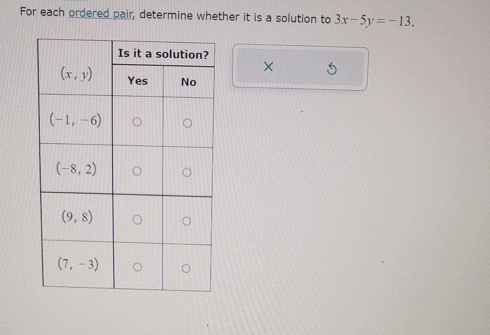 Solved For each ordered pair, determine whether it is a | Chegg.com