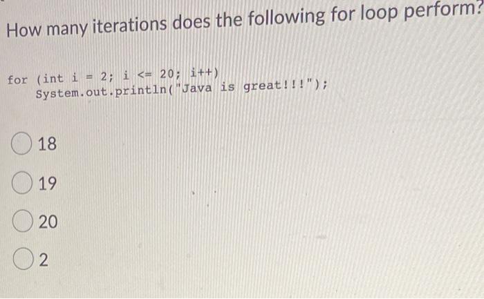 Solved How many iterations does the following for loop | Chegg.com