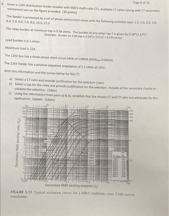 Page 6 of 10 8. Given a 12kV distribution feeder | Chegg.com