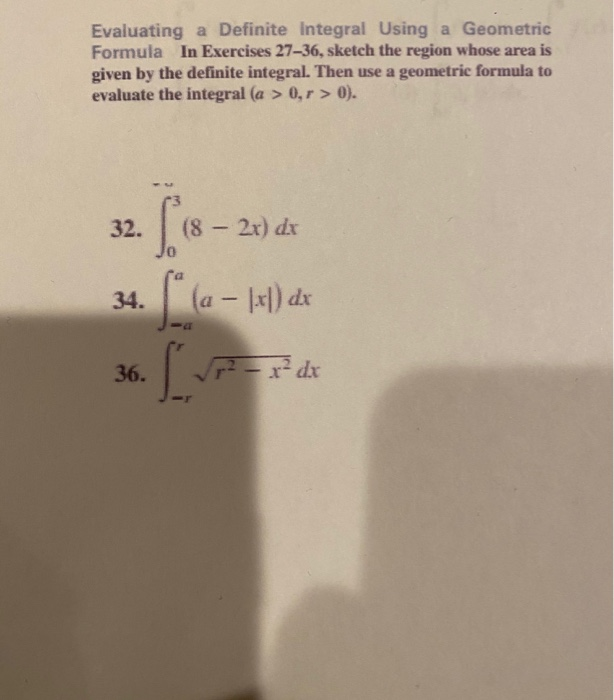 Solved Evaluating a Definite Integral Using a Geometric | Chegg.com
