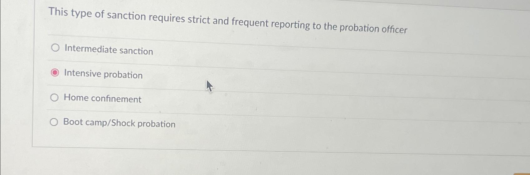 Solved This type of sanction requires strict and frequent | Chegg.com