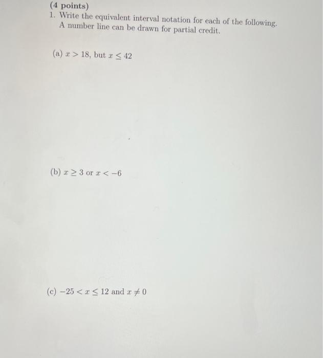 Solved 4 Points 1 Write The Equivalent Interval Notation 0020