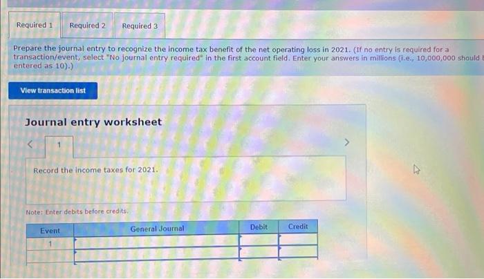 Solved Problem 16-10 (Algo) Net operating loss carryforward; | Chegg.com
