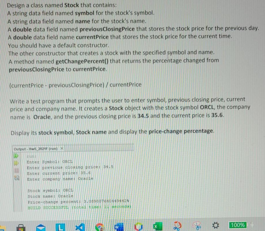 Solved Design A Class Named Stock That Contains A String