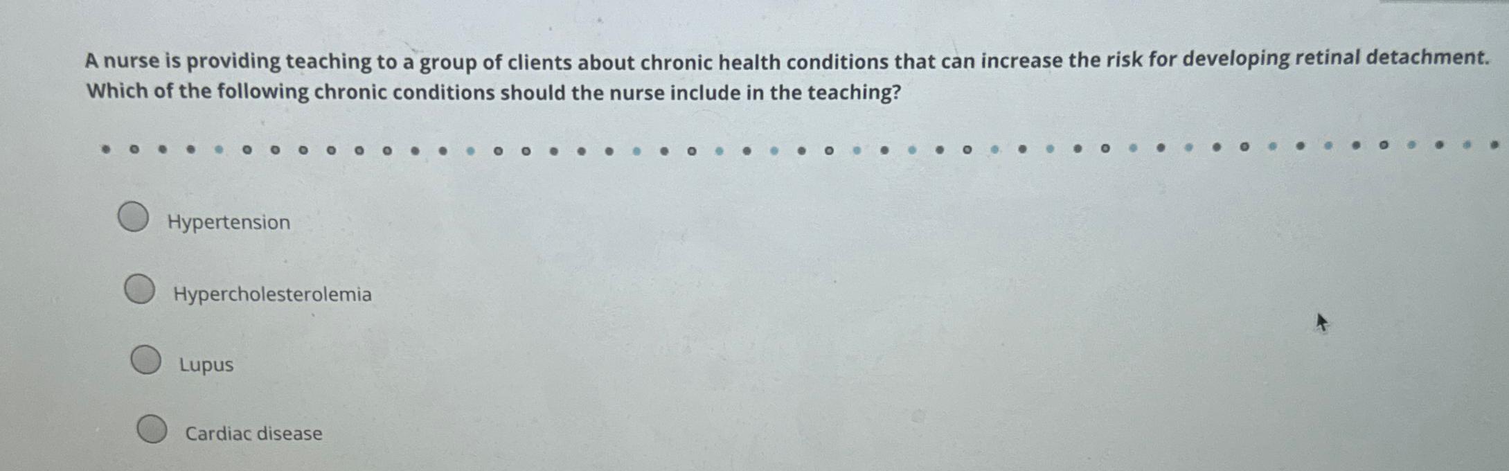 Solved A nurse is providing teaching to a group of clients | Chegg.com