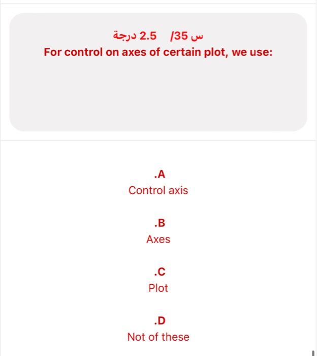 Solved For control on axes of certain plot, we use: | Chegg.com
