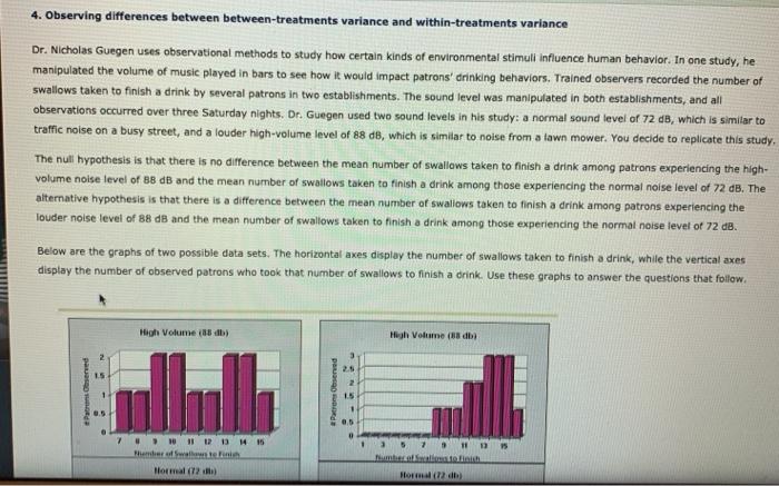 Solved 4. Observing differences between between-treatments | Chegg.com