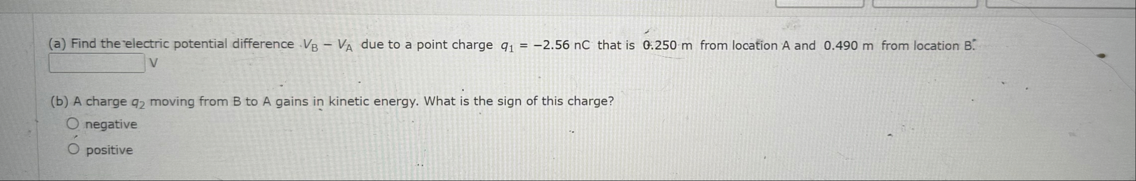 (a) ﻿Find the electric potential difference VB-VA | Chegg.com