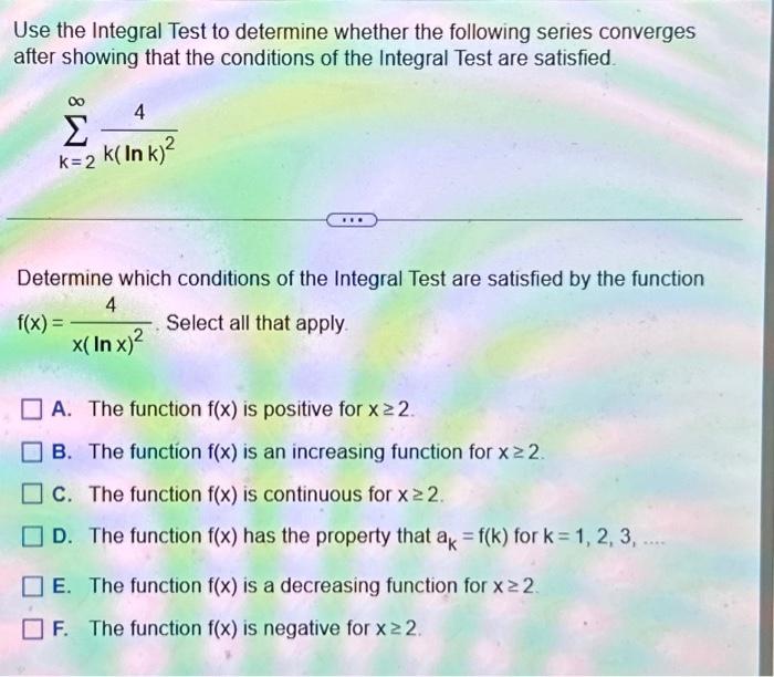 Solved Bunch of Integral Tests that i cant do. | Chegg.com