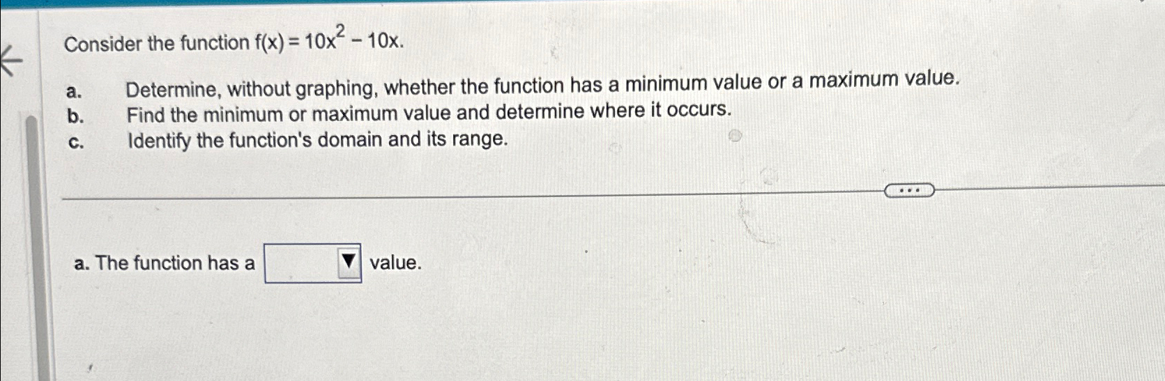 Solved Consider the function f(x)=10x2-10x.a. ﻿Determine, | Chegg.com