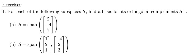 Solved Exercises:For each of the following subspaces S, | Chegg.com