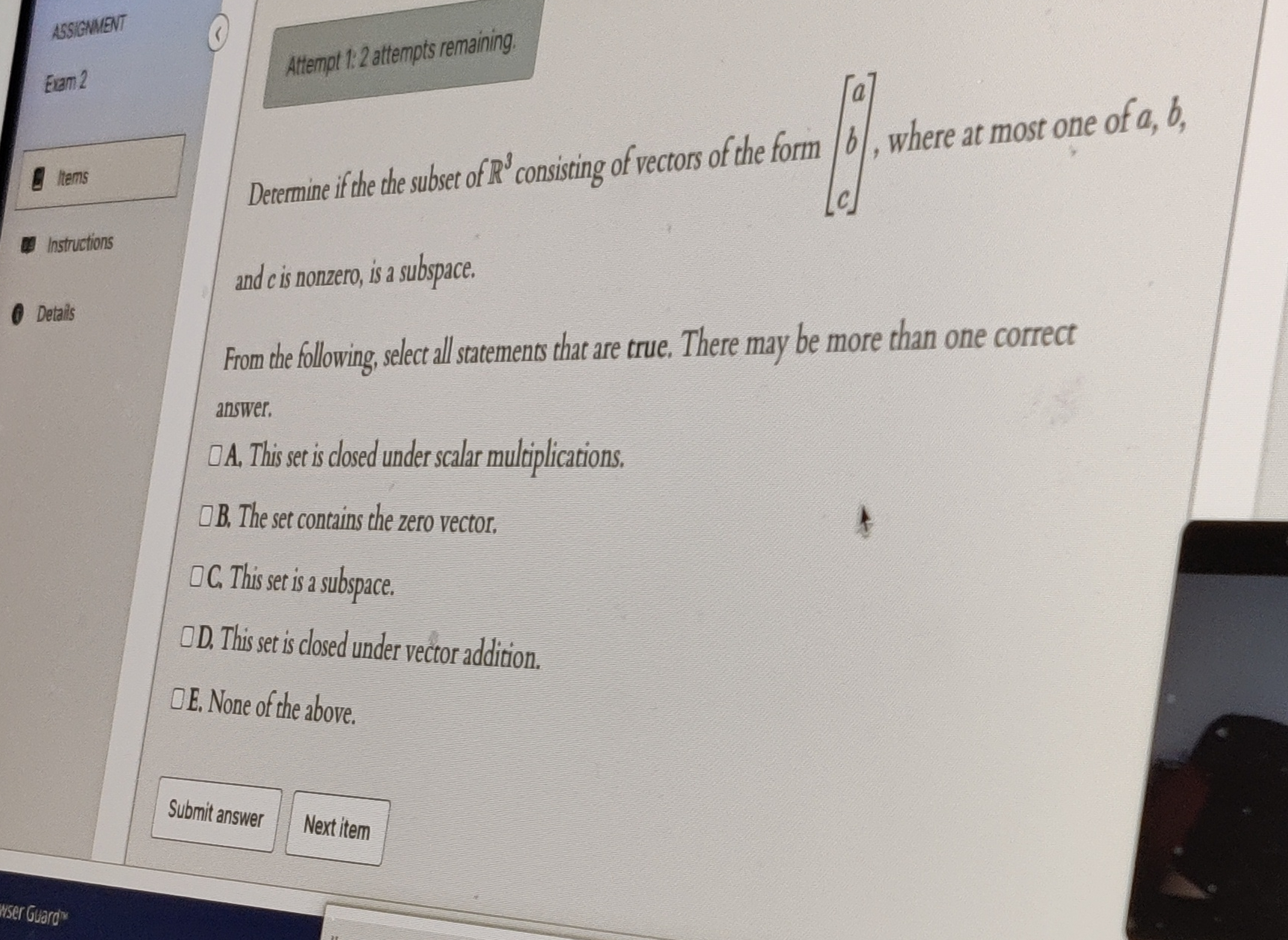 Solved 10Derermine if the the subset of R3 ﻿consisting of | Chegg.com
