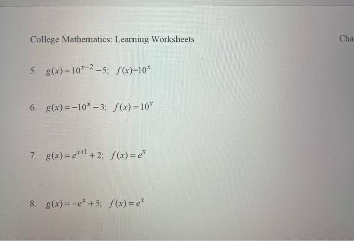 Solved College Mathematics: Learning Worksheets 5. | Chegg.com