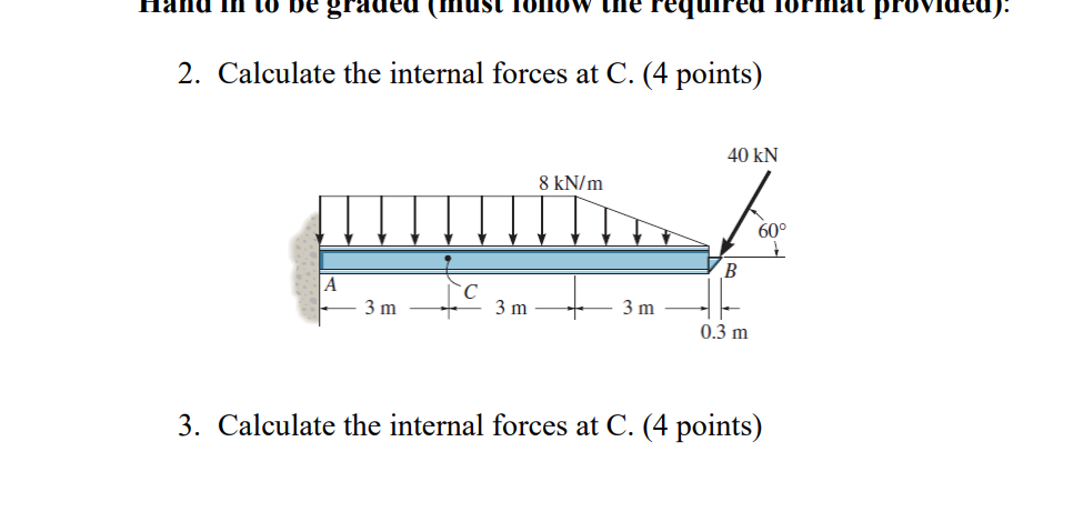 Solved Calculate the internal forces at C. (4 | Chegg.com