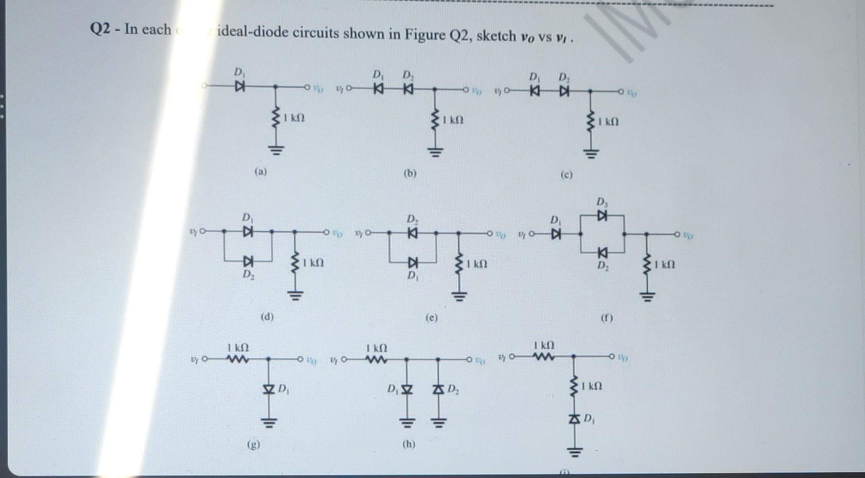 Solved Q2- In each of the ideal-diode circuits shown Figure | Chegg.com