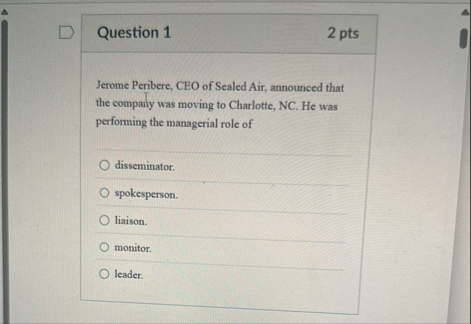 Solved Question 12 ﻿ptsJerome Peribere, CEO of Sealed Air, | Chegg.com
