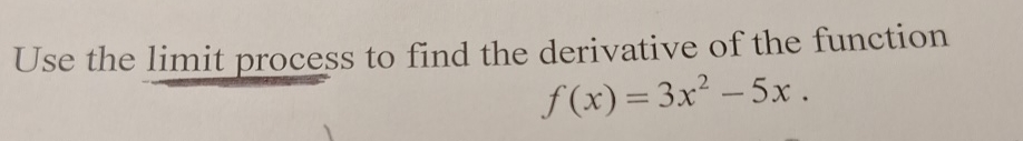 Solved Use the limit process to find the derivative of the | Chegg.com