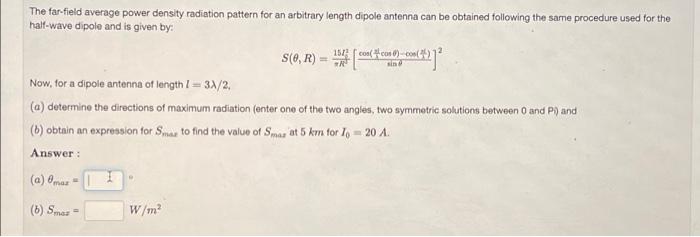 Solved The far-field average power density radiation pattern | Chegg.com
