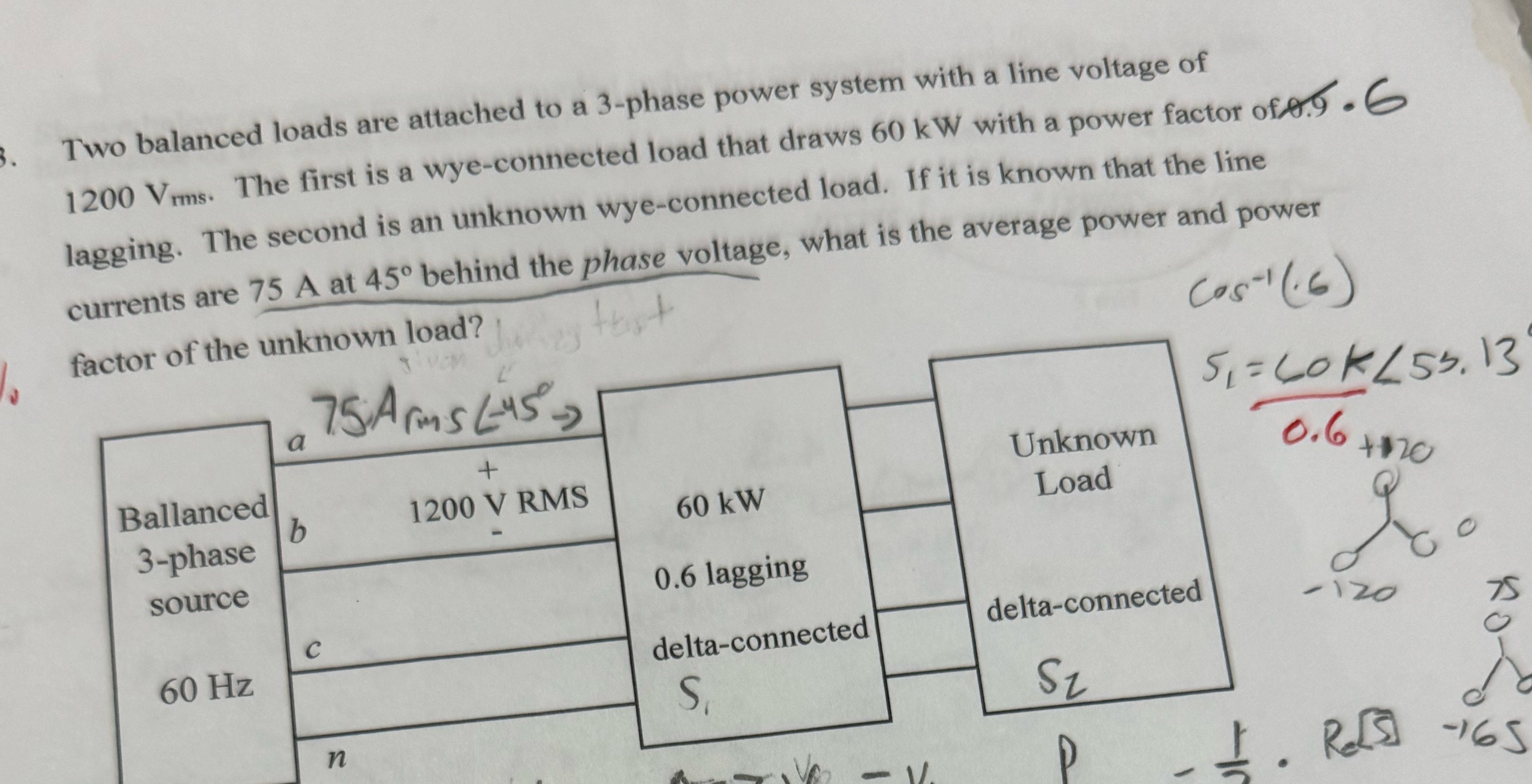 Solved Two balanced loads are attached to a 3-phase power | Chegg.com