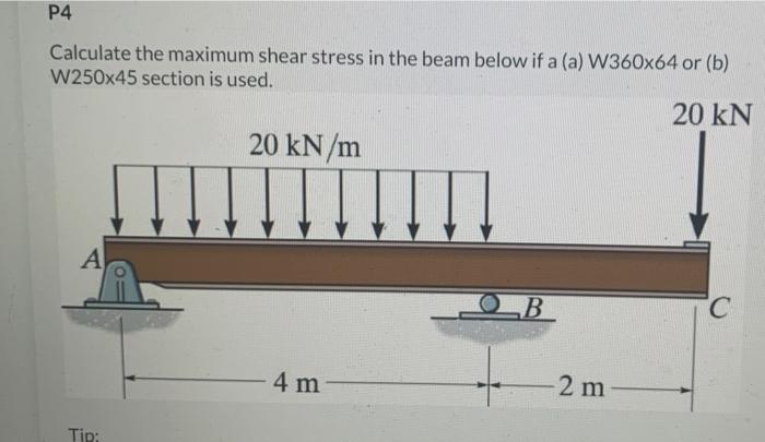 Solved Calculate the maximum shear stress in the beam below | Chegg.com