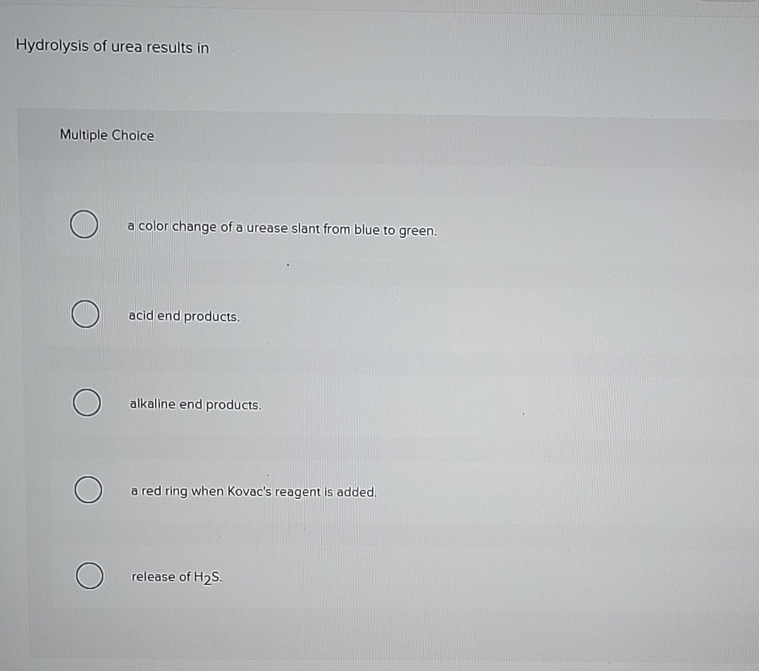 Solved Hydrolysis of urea results inMultiple Choicea color | Chegg.com