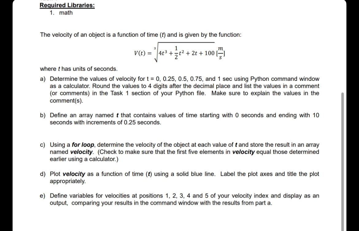 Solved Write a python script Required Libraries:mathThe | Chegg.com