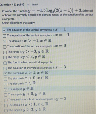 Solved Question 4 (1 ﻿point) ﻿SavedConsider the function | Chegg.com