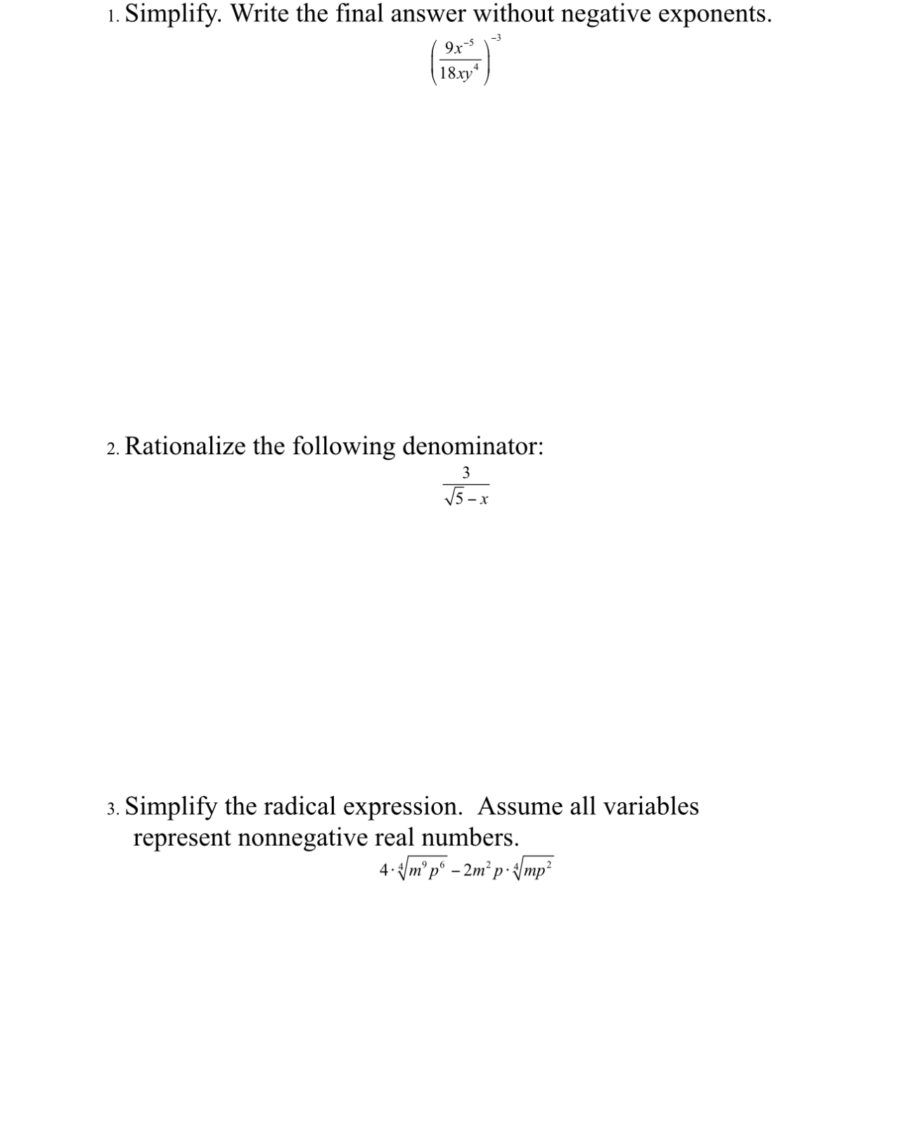 Solved Simplify. Write the final answer without negative | Chegg.com